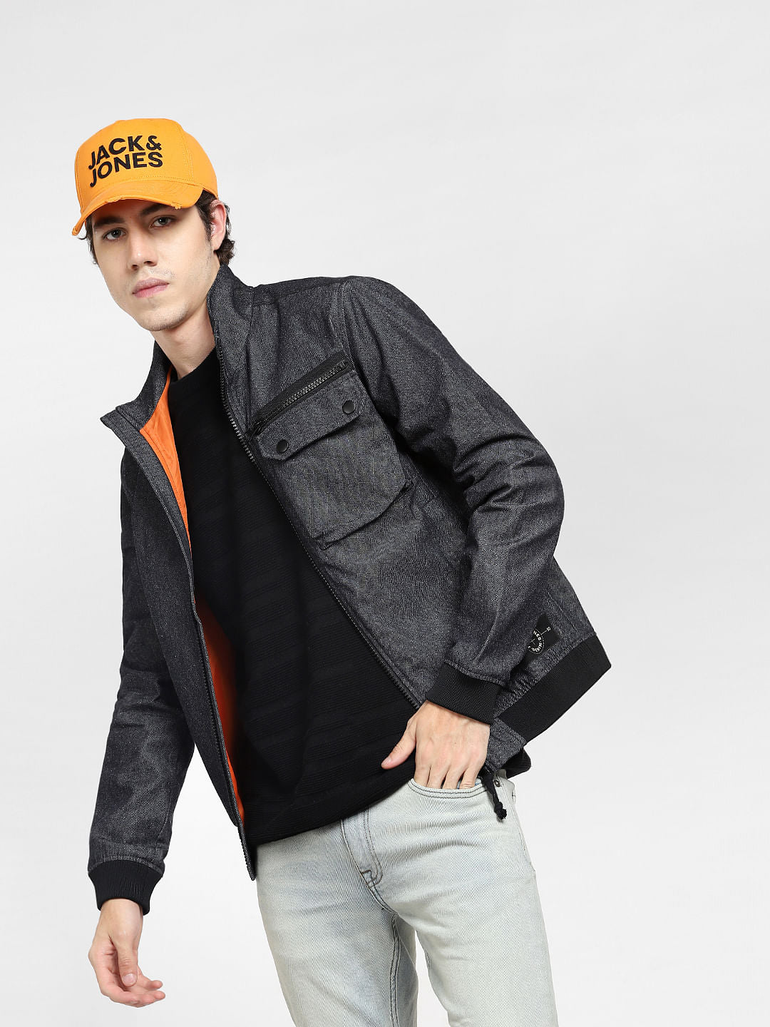 Buy Dark Grey High Neck Jacket for Men