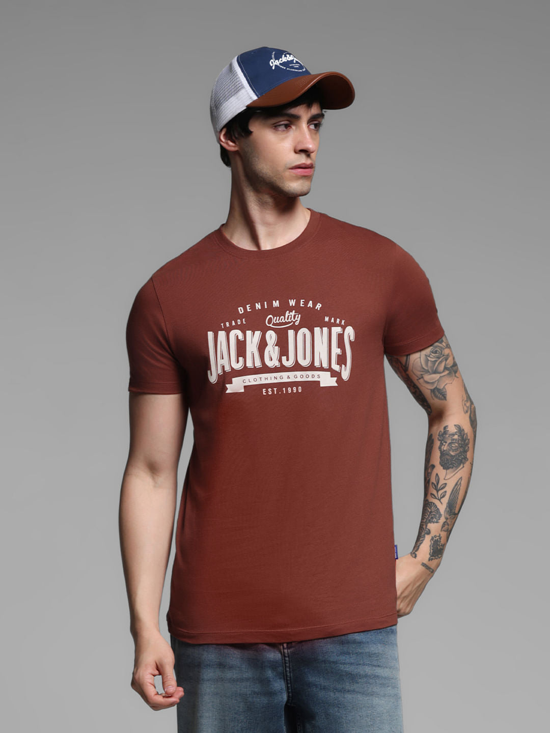 Dark Red Printed T-shirt